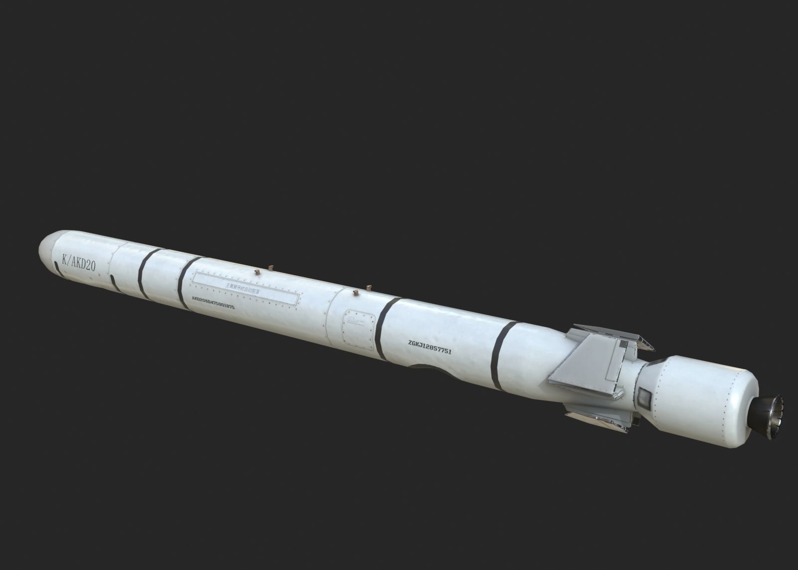 3D model CJ-20 AKD-20 KD-20 Chinese Air-Launched Cruise Missile VR / AR ...