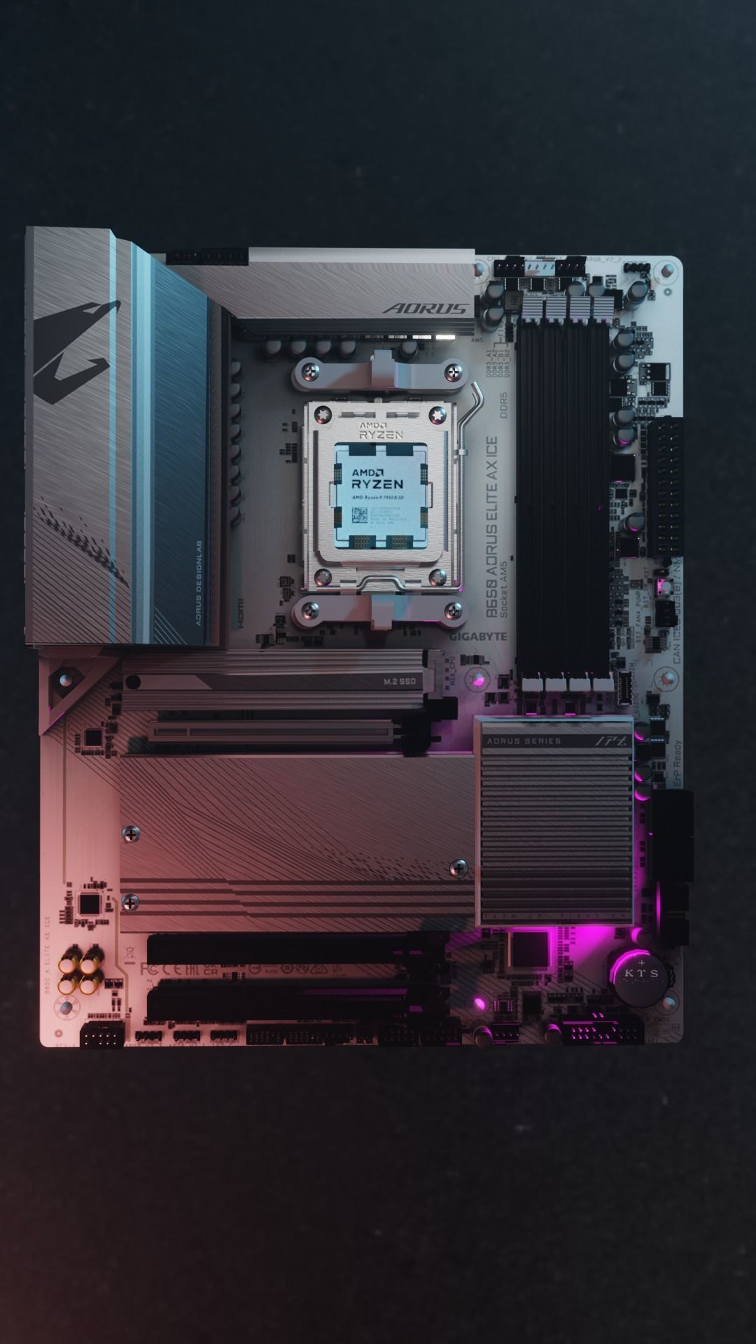 Aorus B650 Elite AX Ice Motherboard 3D model animated rigged | CGTrader
