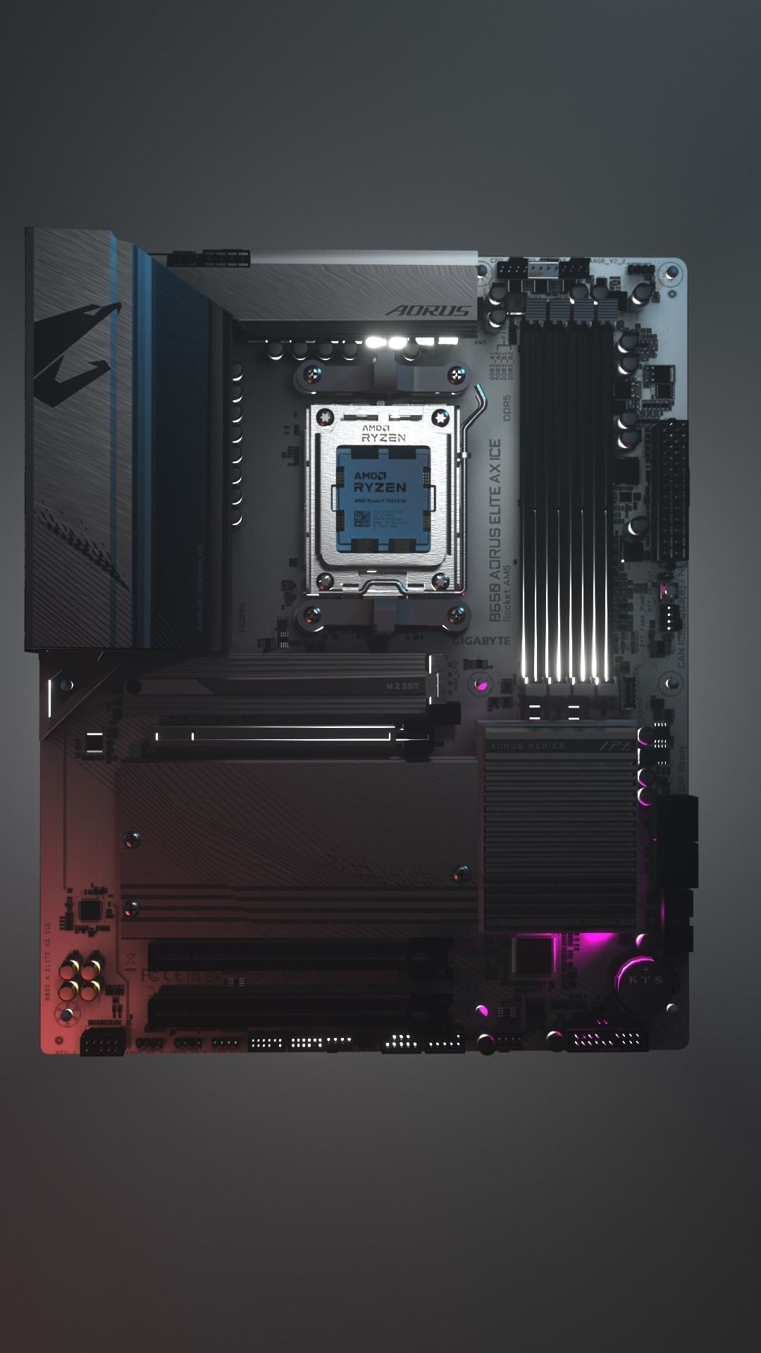 Aorus B650 Elite AX Ice Motherboard 3D model animated rigged | CGTrader