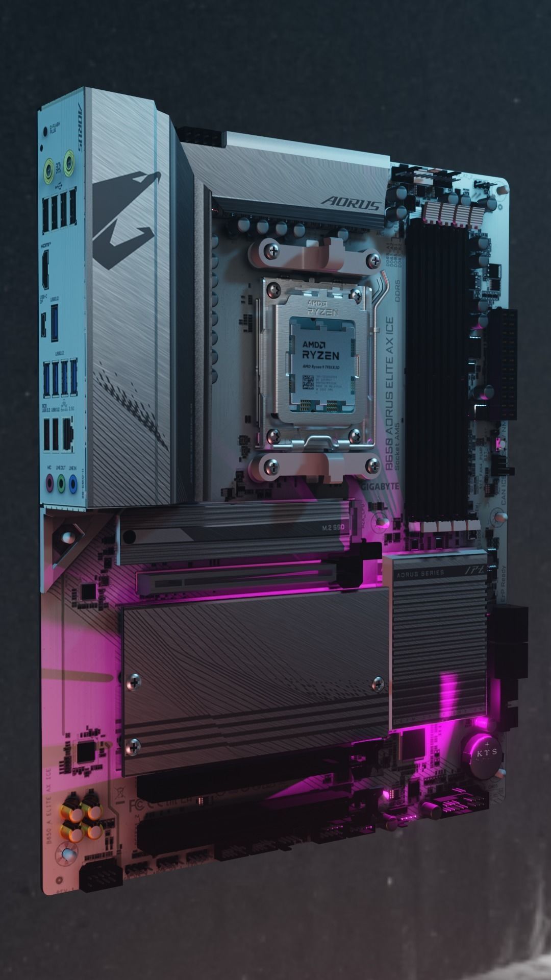 Aorus B650 Elite AX Ice Motherboard 3D model animated rigged | CGTrader
