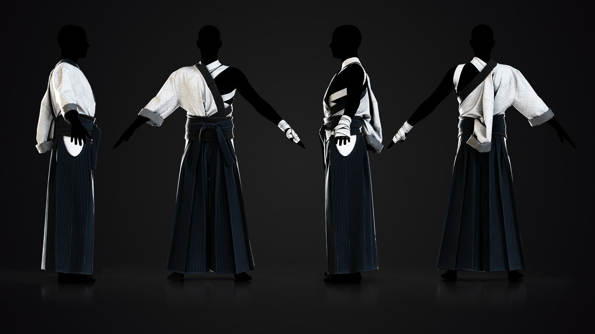 Japanese Men Outfit Samurai 02 with Free Tutorial and 4K Texture 3D ...