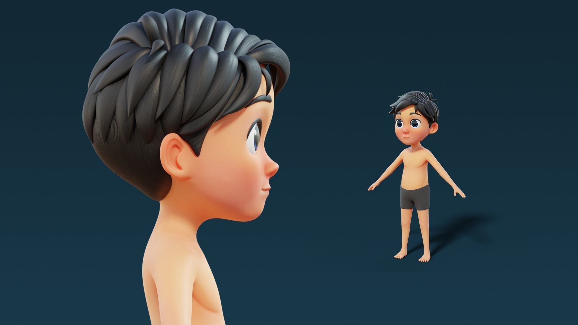 Cartoon Base Mesh Kid Male 3D model | CGTrader