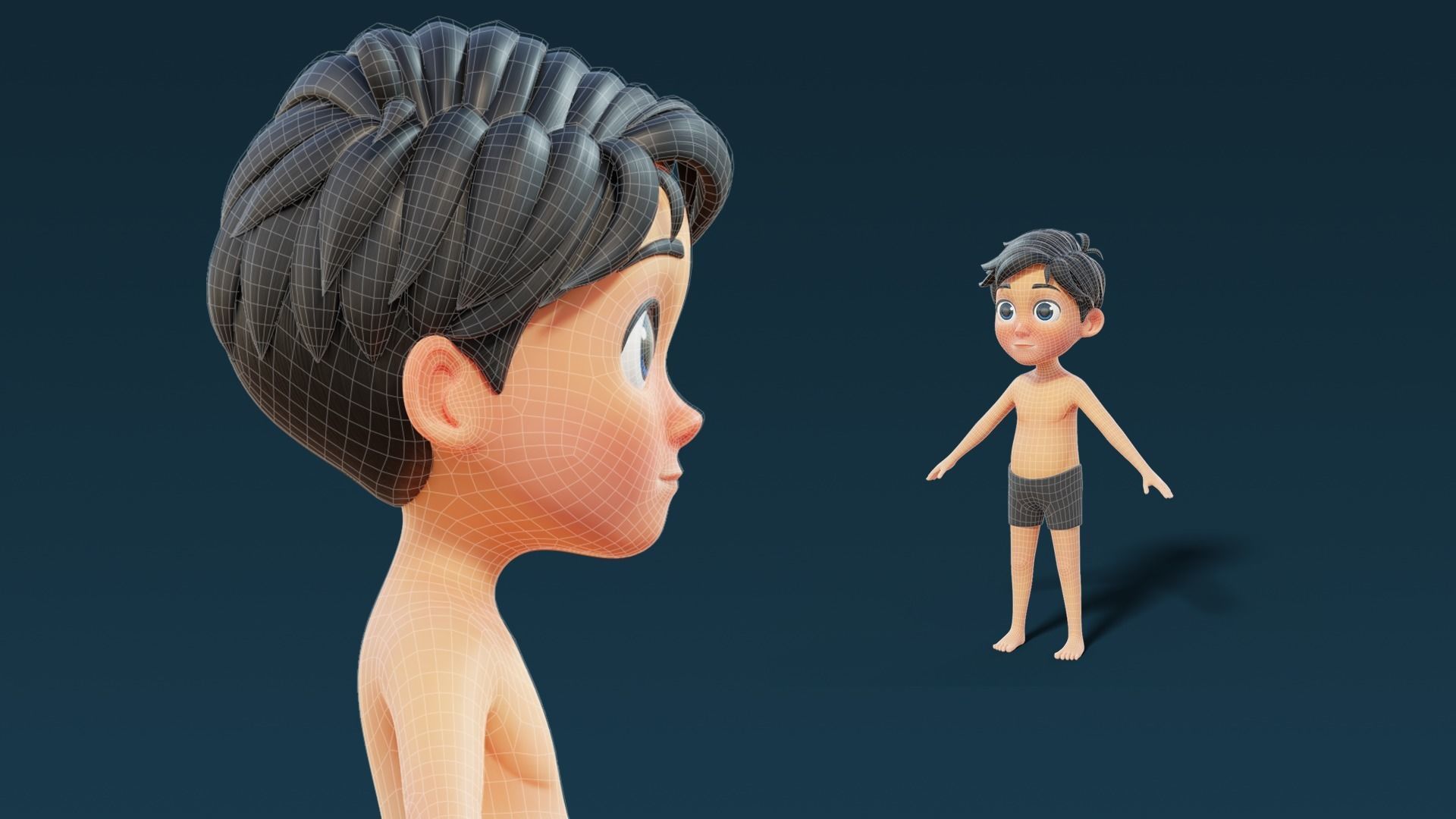 Cartoon Base Mesh Kid Male 3D model | CGTrader