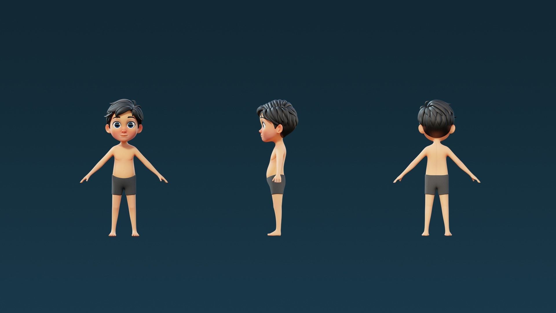 Cartoon Base Mesh Kid Male 3D model | CGTrader