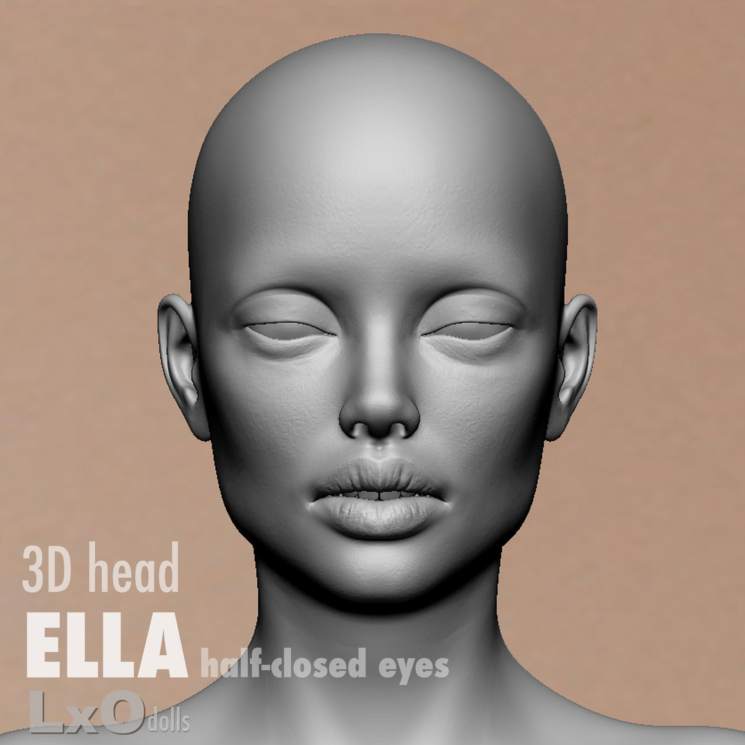 3D Female Head - ELLA half-closed eyes 3D model | CGTrader
