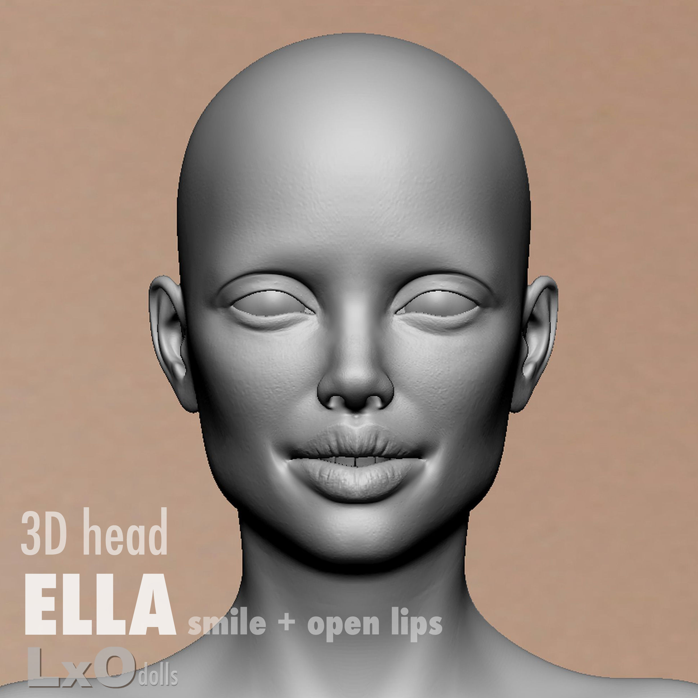 3D Female Head - ELLA smile open-lips 3D model | CGTrader