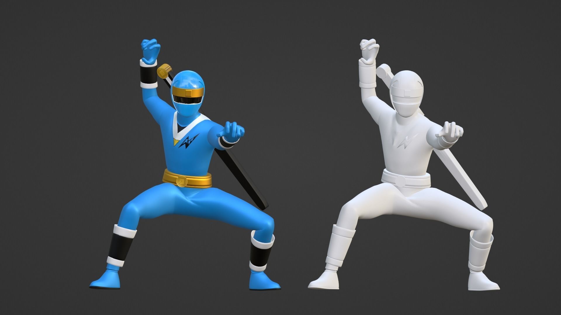 Blue Aquitian Ranger - Mighty Morphin Alien Rangers 3D model rigged ...