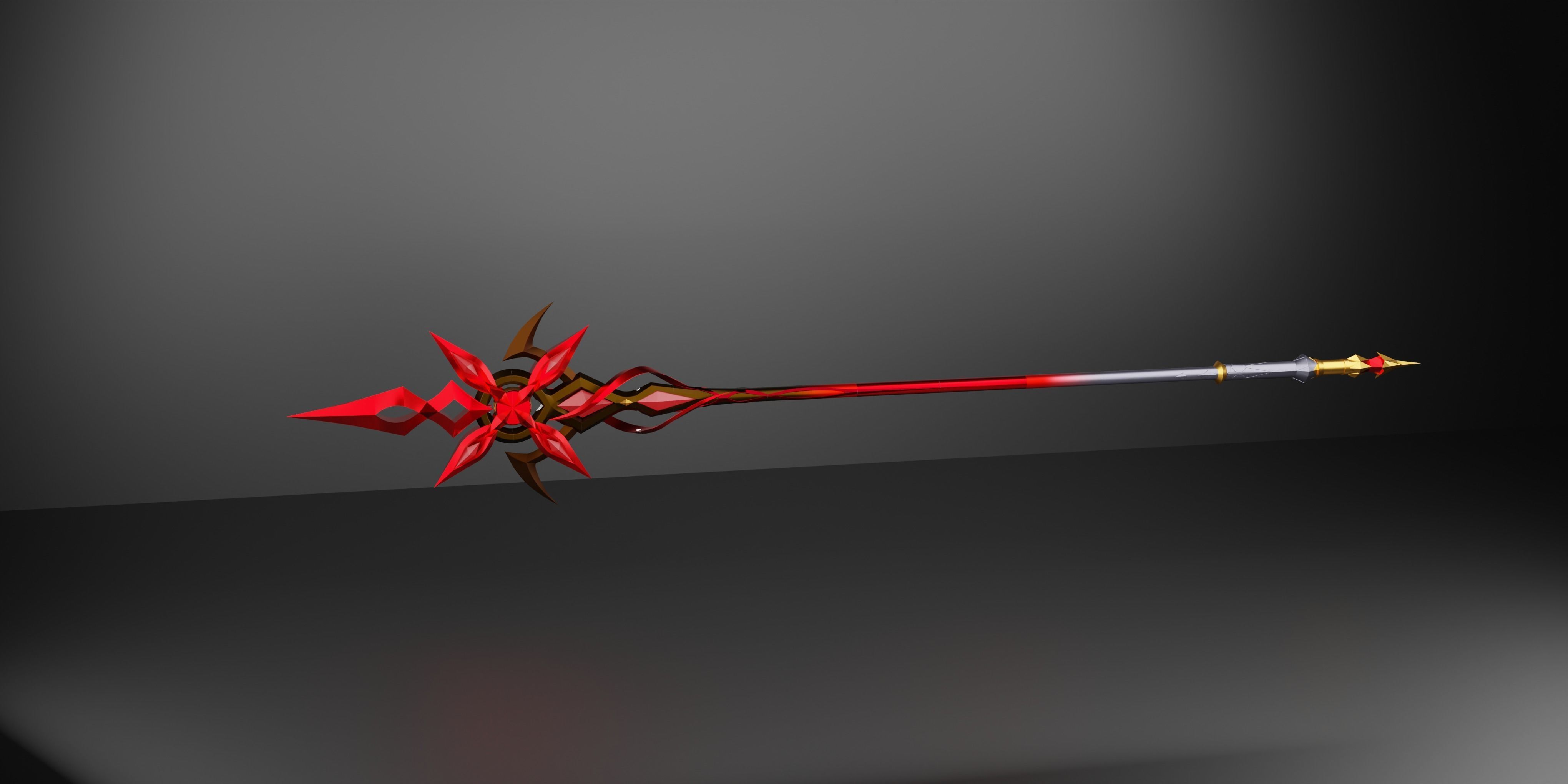 genshin impact Lance Crimson Moons Semblance 3d model print 3D model 3D ...