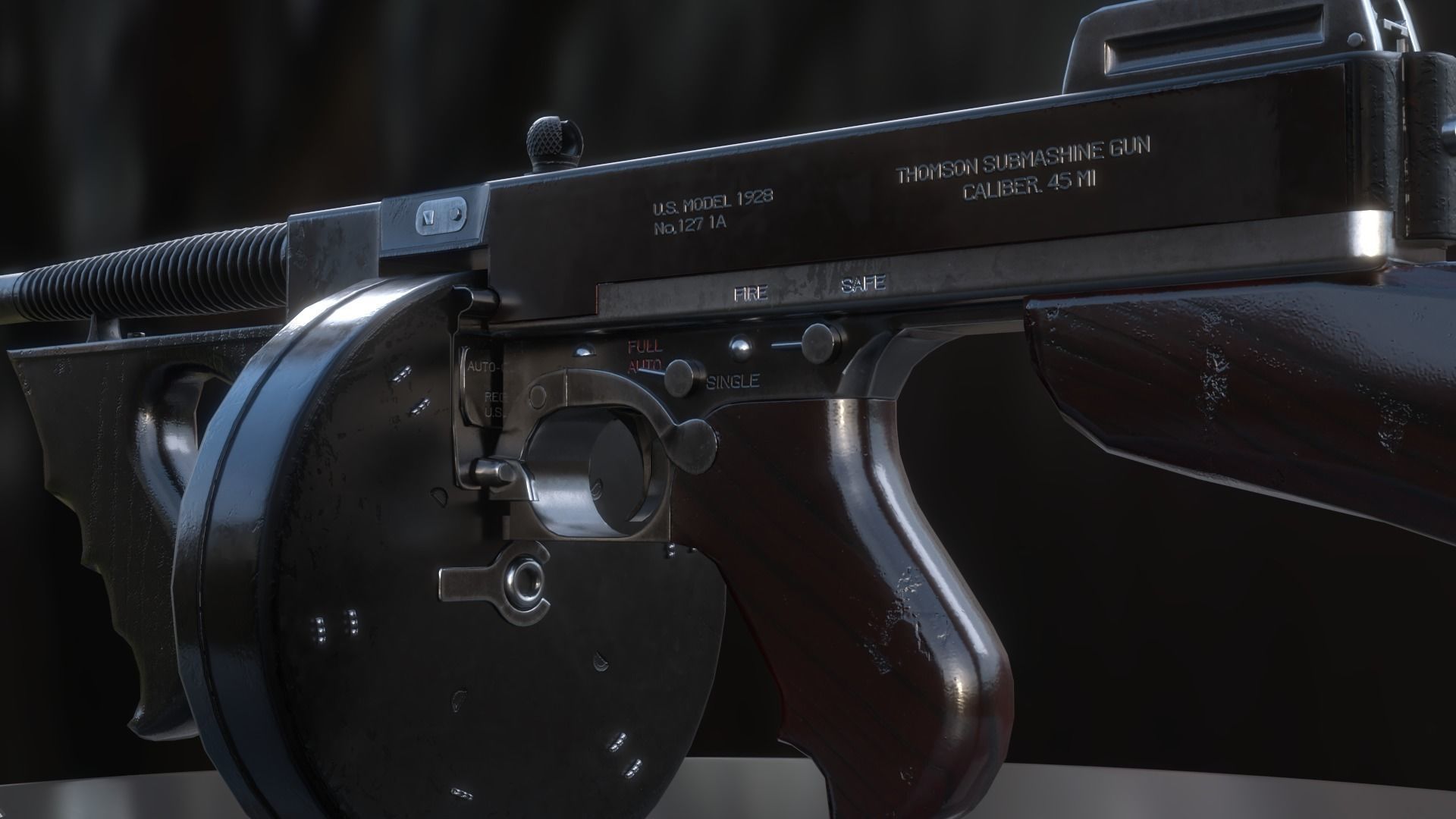 3D model Thompson M1928 Submachine Gun Low-poly 3D model VR / AR / low ...