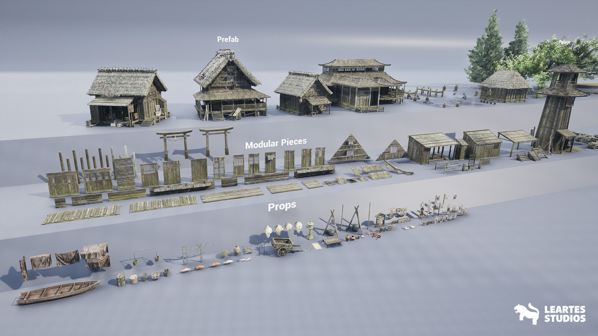 3D model Feudal Japanese Village Environment VR / AR / low-poly | CGTrader