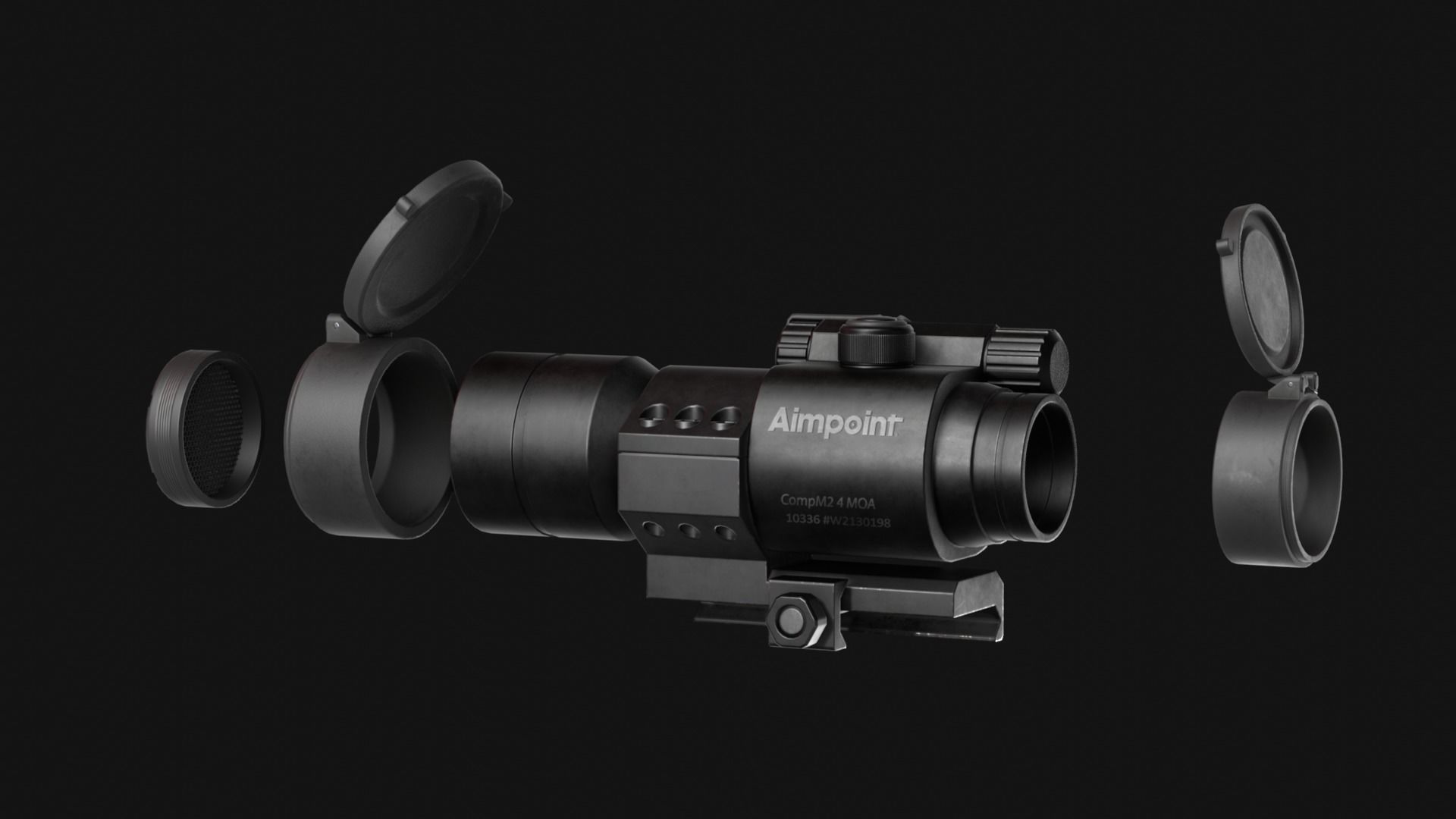 3D model Aimpoint CompM2 Reddot Optic Sight with Killflash - Game Asset ...