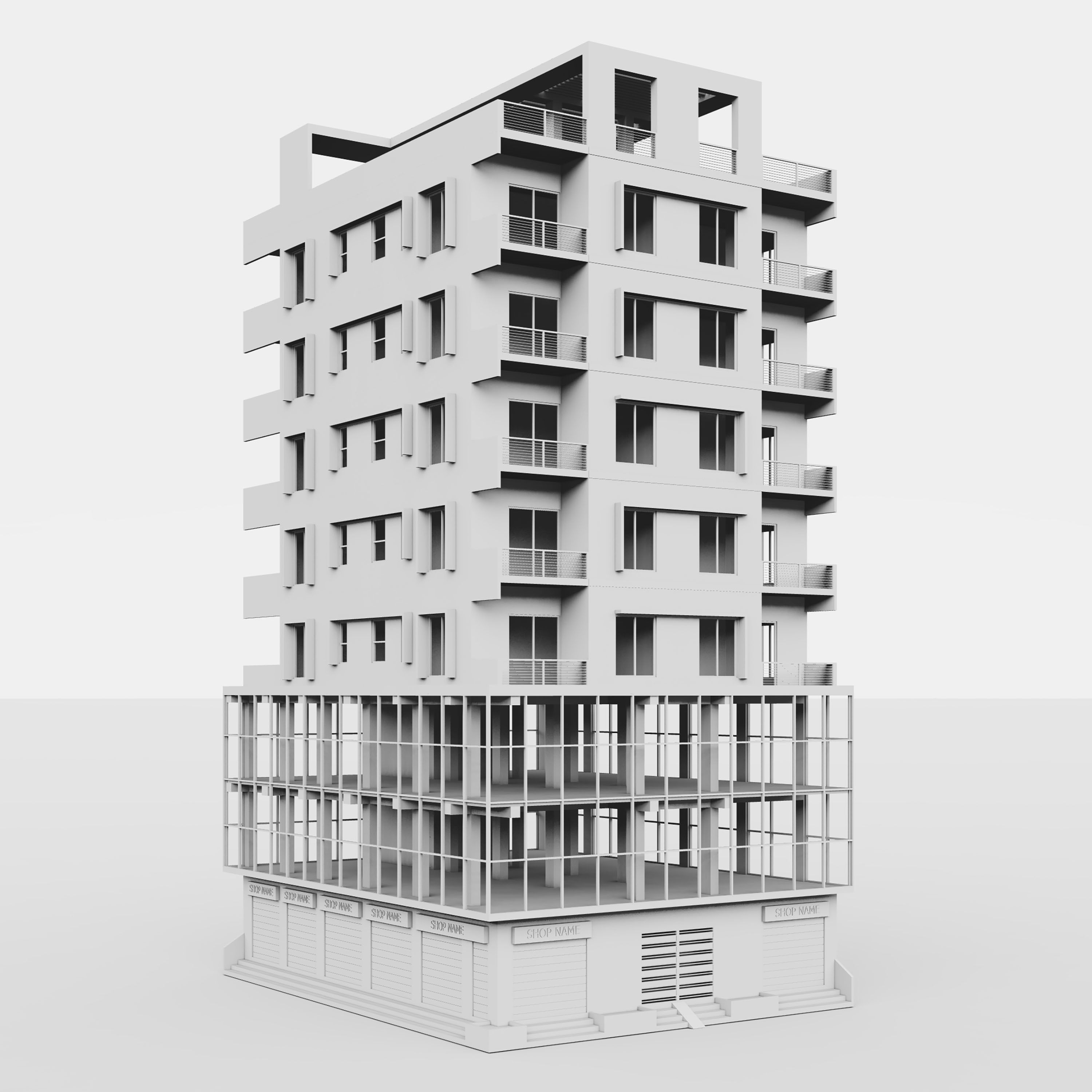 Mixed Use Building 2 free 3D model | CGTrader