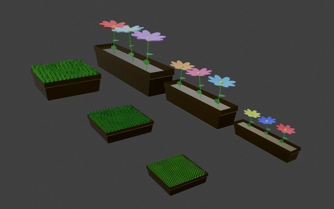 3D model Flowers and grass low polly asset pack VR / AR / low-poly ...