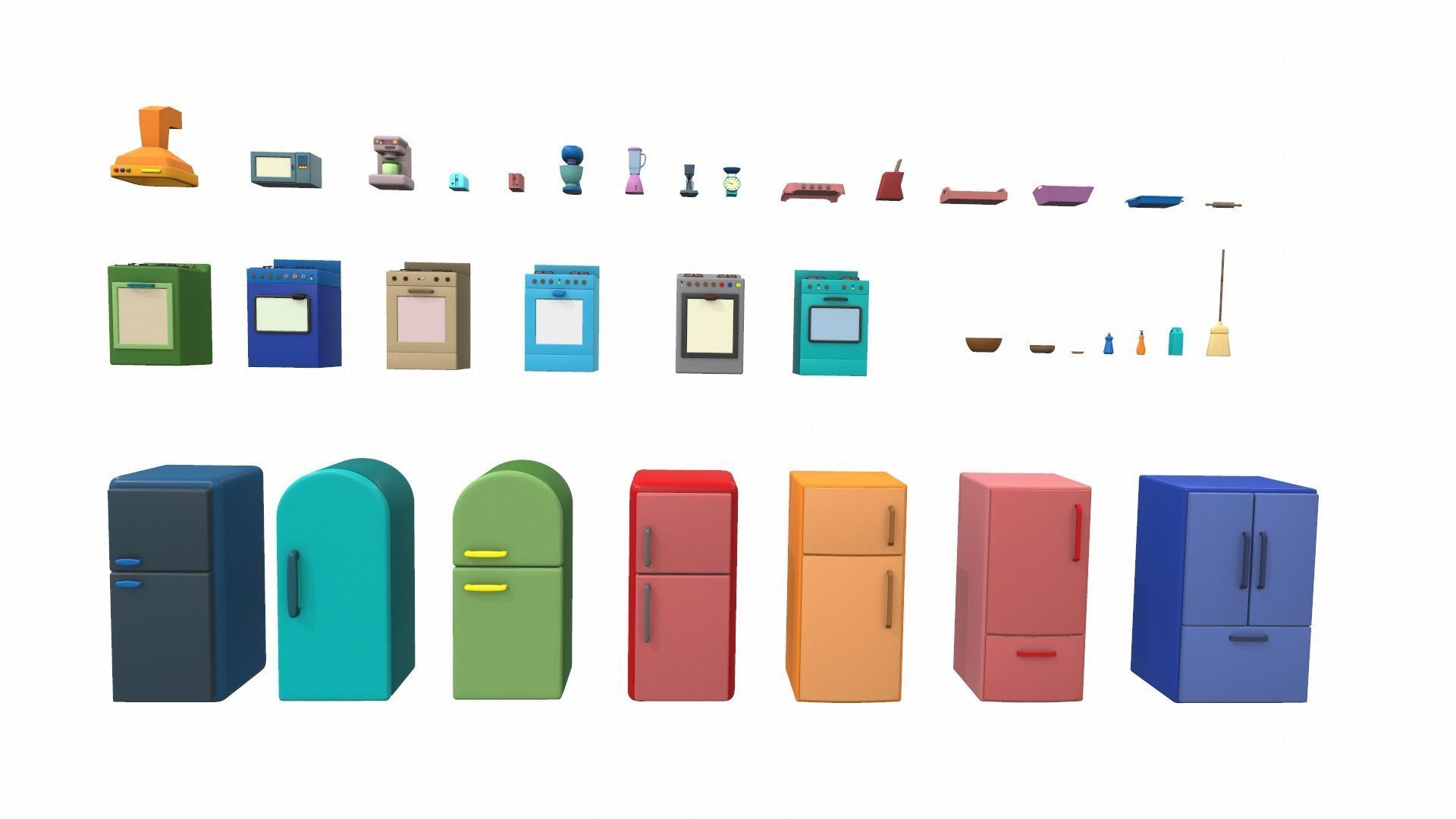 Cartoon kitchen props pack vol 1 3D model | CGTrader