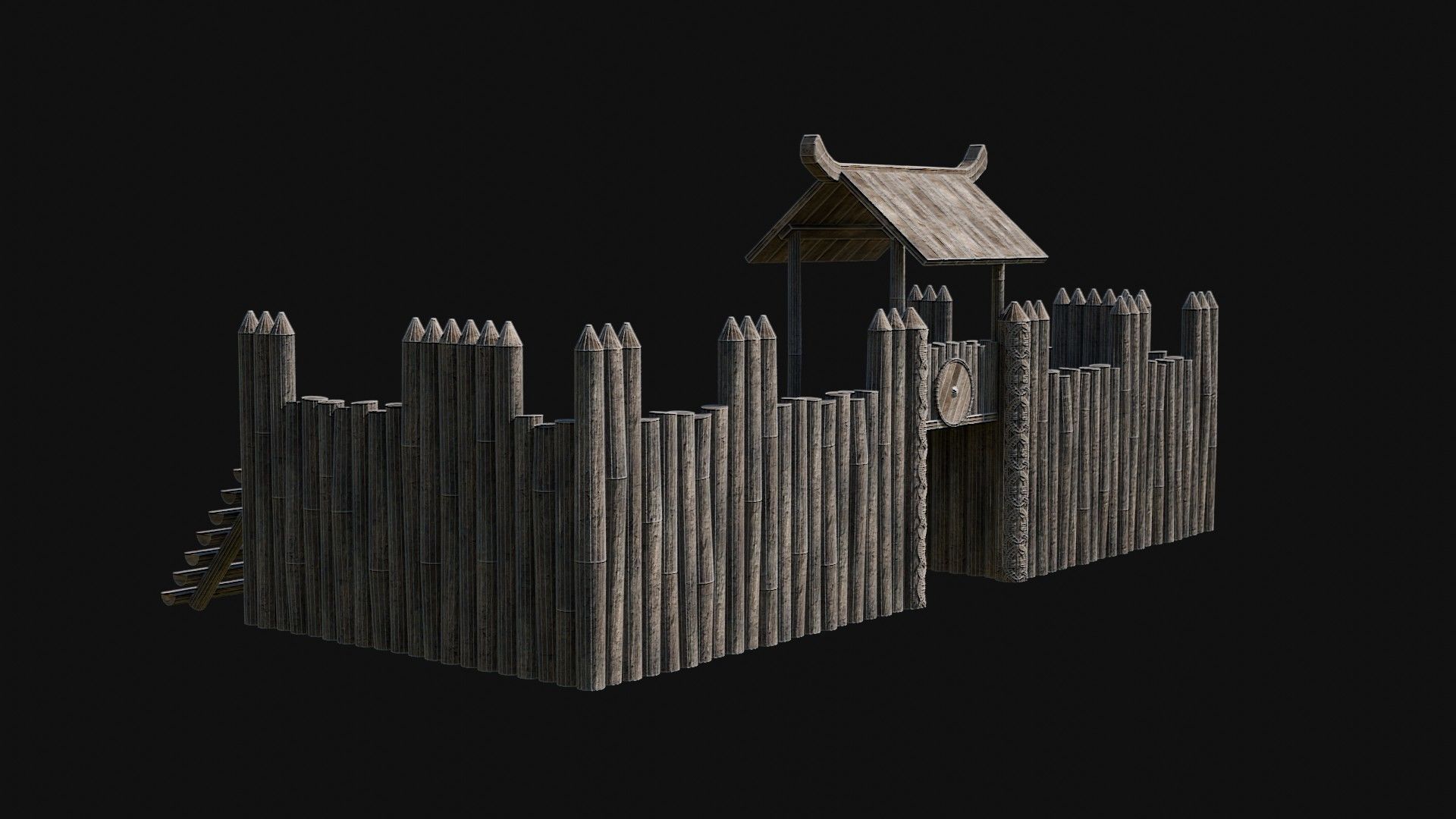 3D model VIKING NORSE WALLS WATCHTOWER TOWER GATE MEDIEVAL COLLECTION ...