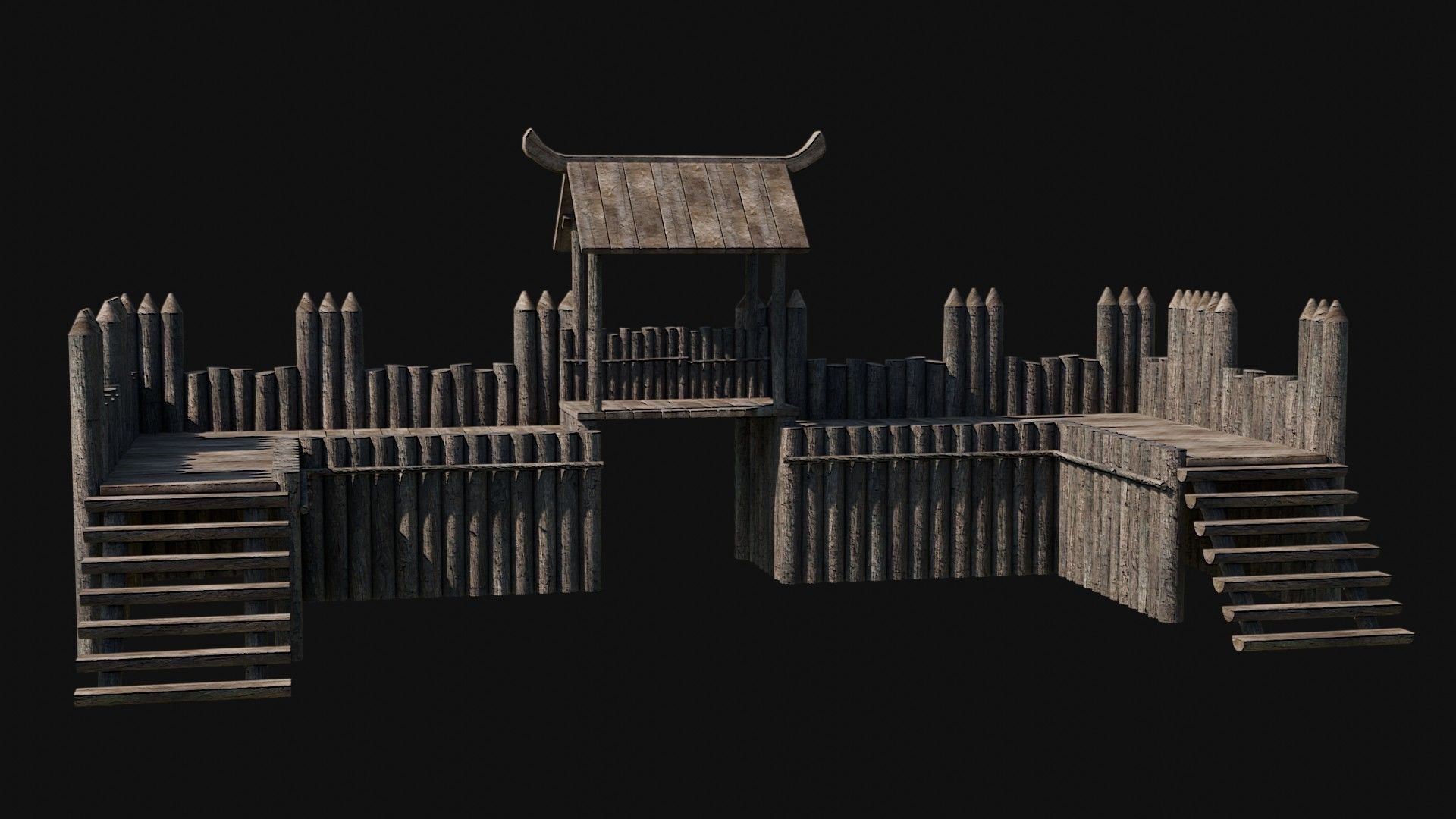 3D model VIKING NORSE WALLS WATCHTOWER TOWER GATE MEDIEVAL COLLECTION ...