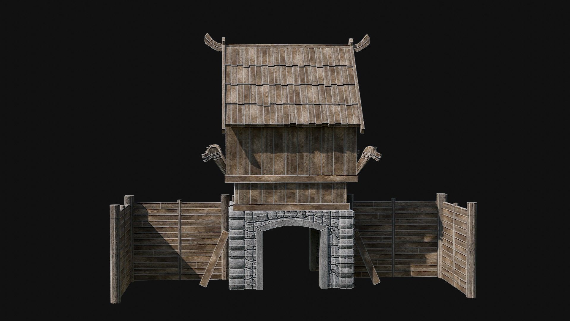 3D model VIKING NORSE WALLS WATCHTOWER TOWER GATE MEDIEVAL COLLECTION ...