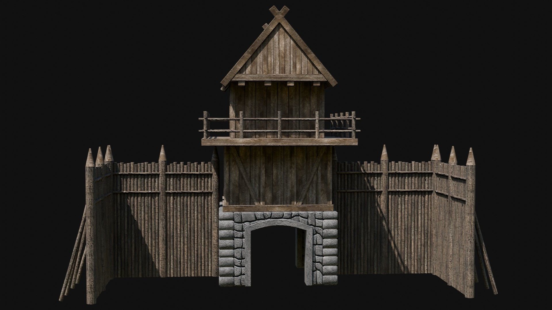 3D model VIKING NORSE WALLS WATCHTOWER TOWER GATE MEDIEVAL COLLECTION ...