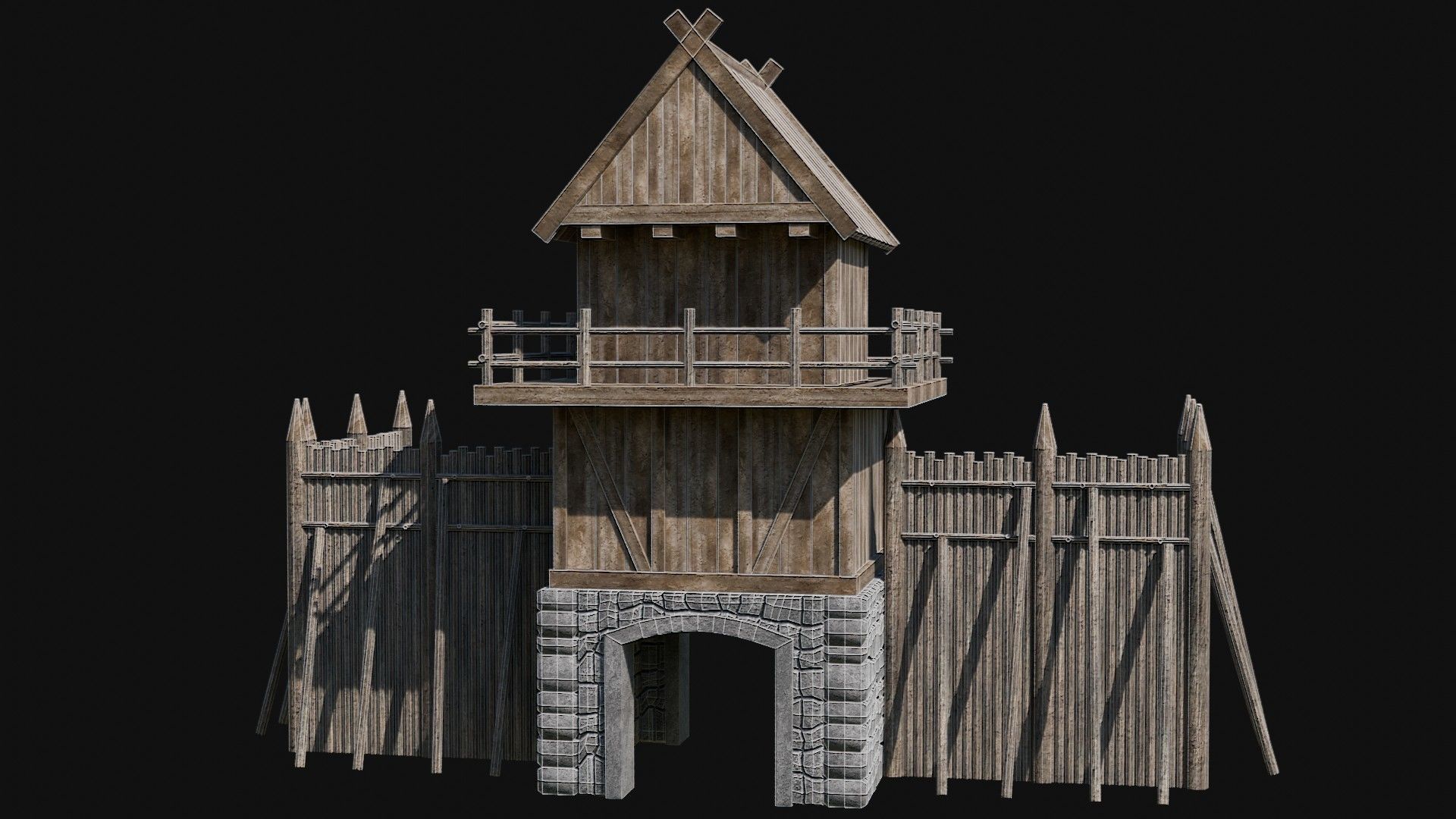 3D model VIKING NORSE WALLS WATCHTOWER TOWER GATE MEDIEVAL COLLECTION ...