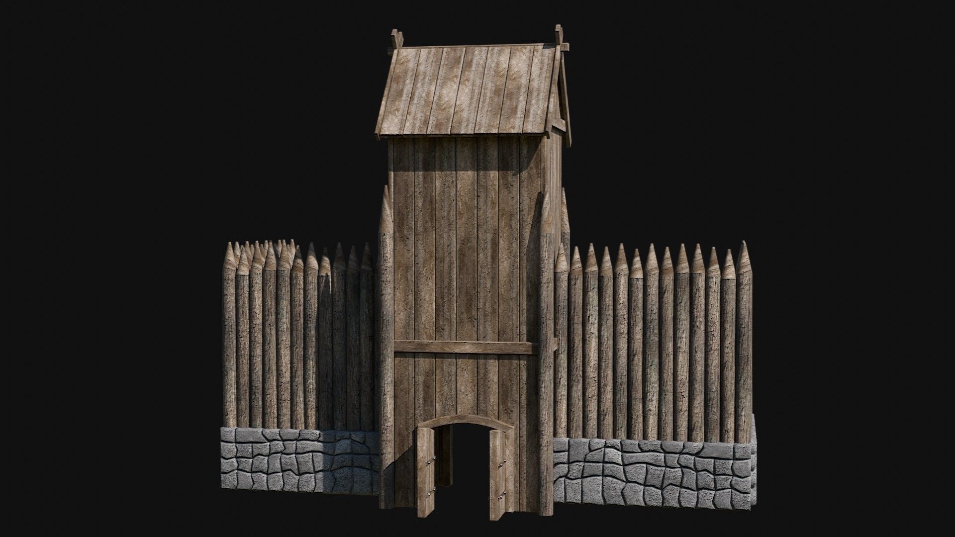 3D model VIKING NORSE WALLS WATCHTOWER TOWER GATE MEDIEVAL COLLECTION ...