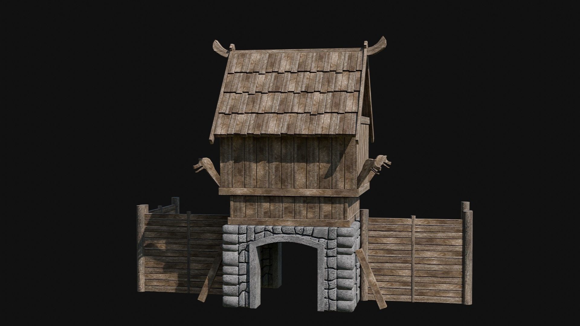 3D model VIKING NORSE WALLS WATCHTOWER TOWER GATE MEDIEVAL COLLECTION ...