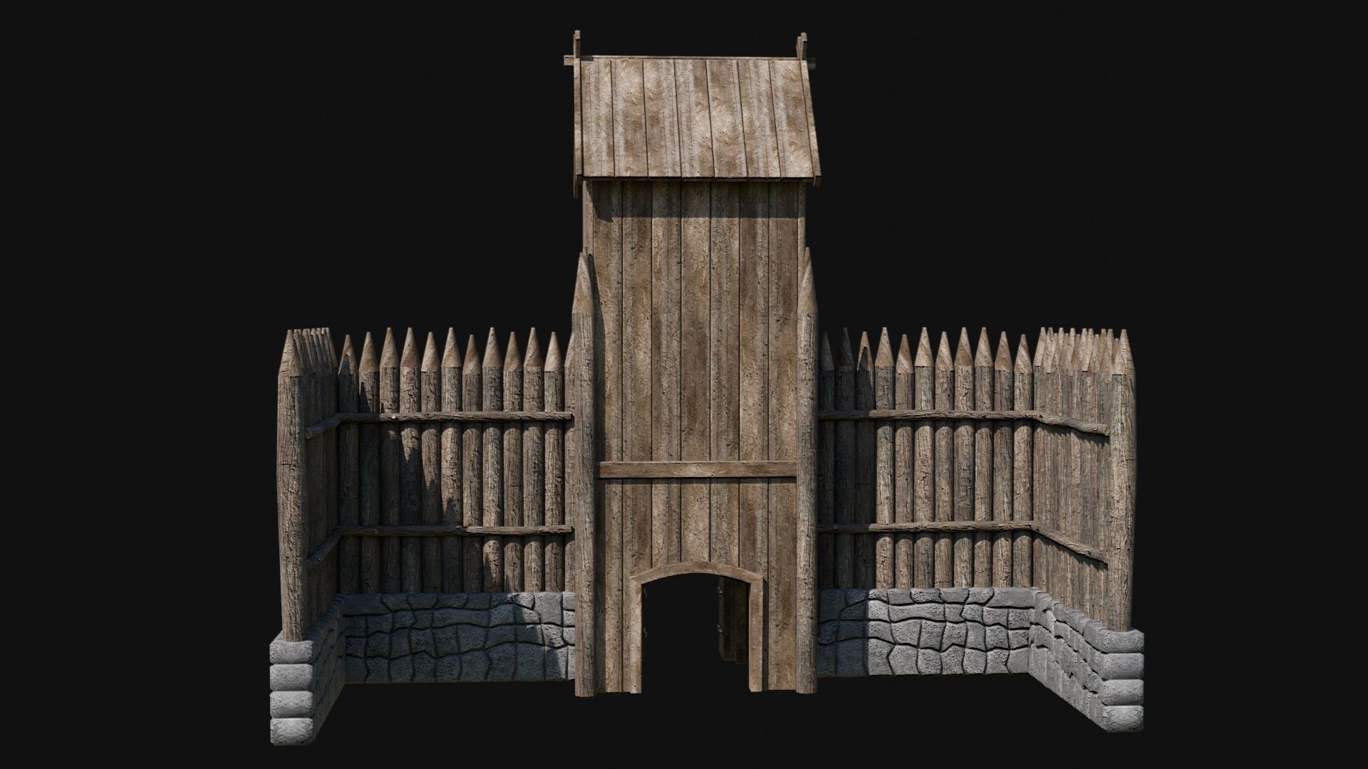 3D model VIKING NORSE WALLS WATCHTOWER TOWER GATE MEDIEVAL COLLECTION ...