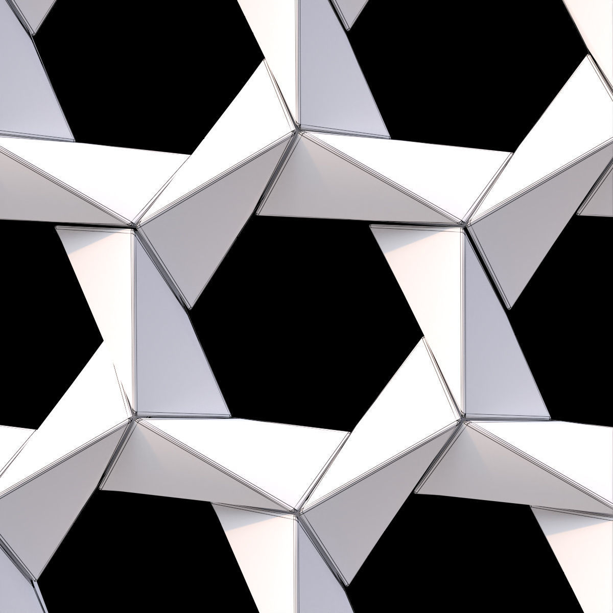 GRC Stars facade panels on a reflective blue glass 3D model | CGTrader