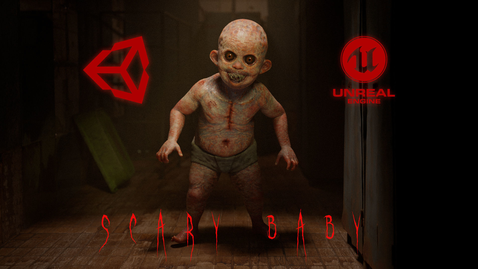 3D model The Scary Baby game character for Horror and Fantasy games VR ...