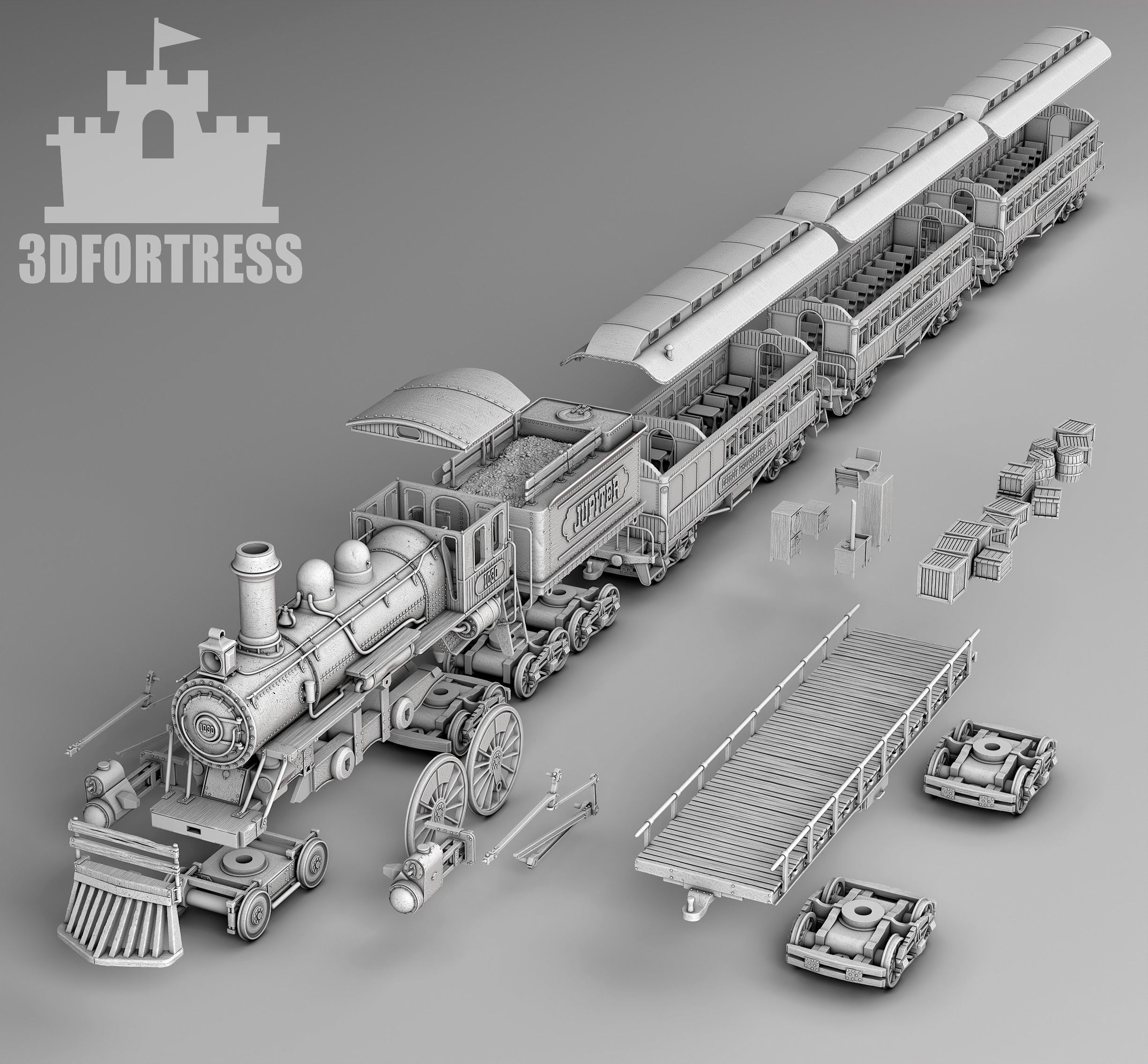 steam train remake 3D model 3D printable | CGTrader