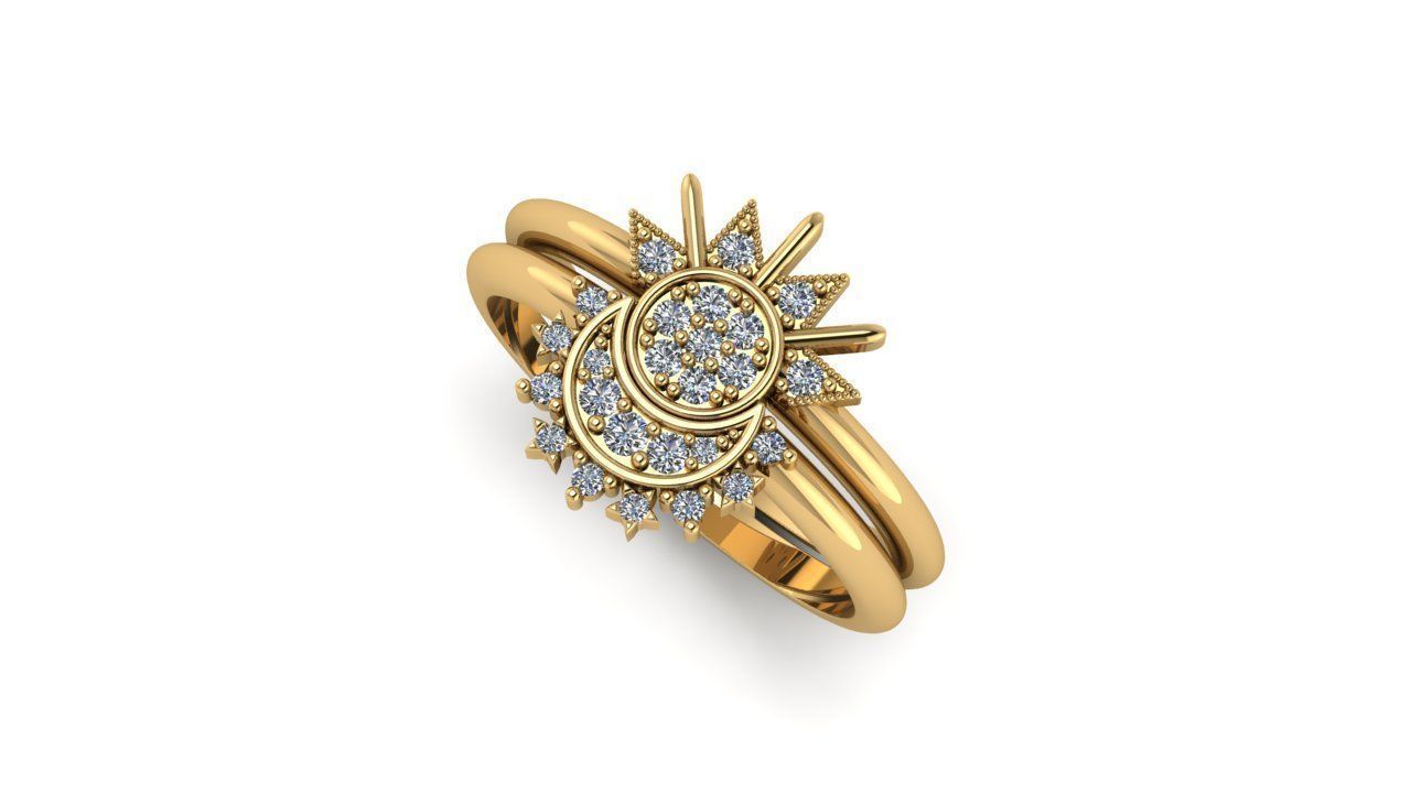 Celestial Moon and Star Ring Set - Pandora 3D model 3D printable | CGTrader