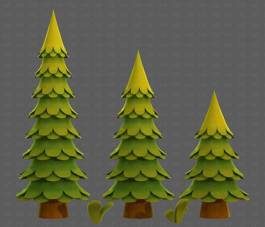 3D model Trees Cartoon V60 VR / AR / low-poly | CGTrader