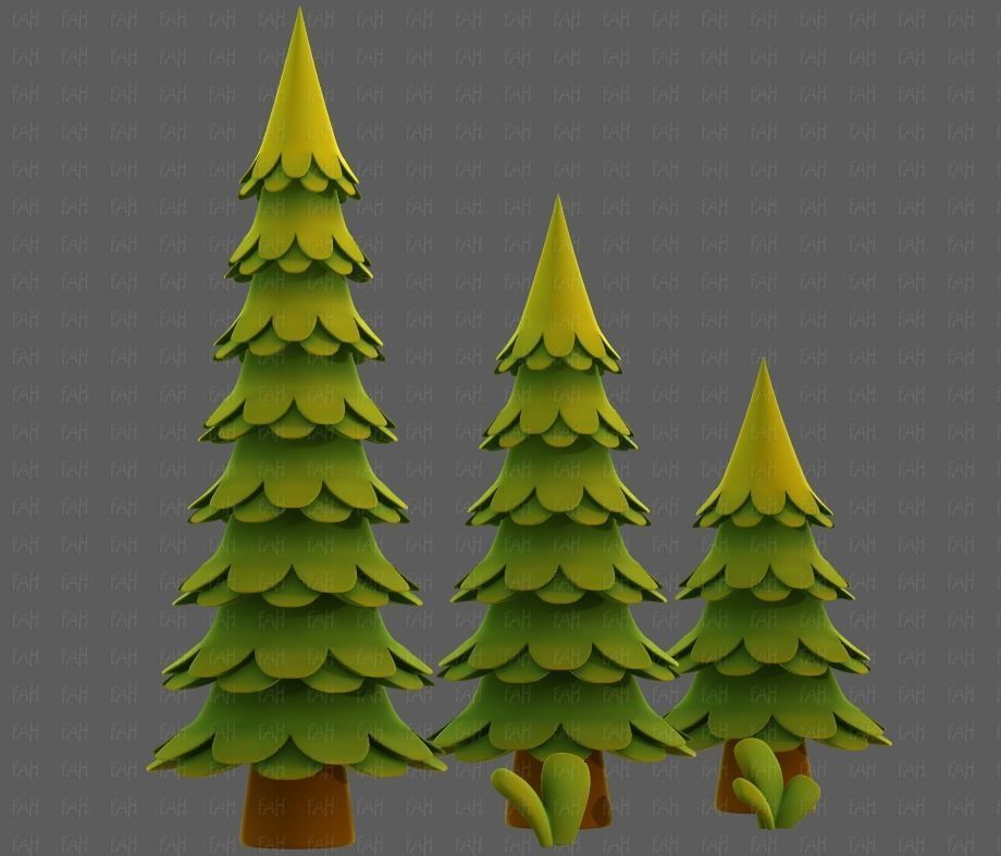 3D model Trees Cartoon V60 VR / AR / low-poly | CGTrader