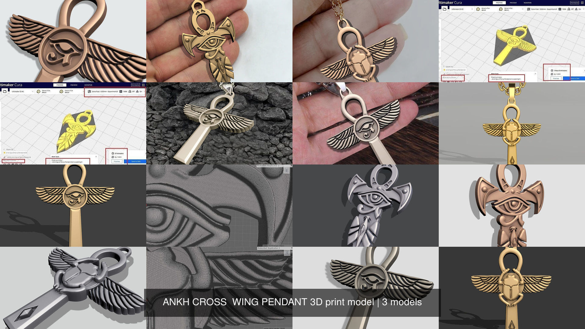 ANKH CROSS WING PENDANT 3D print model 3D Model Collection 3D printable ...