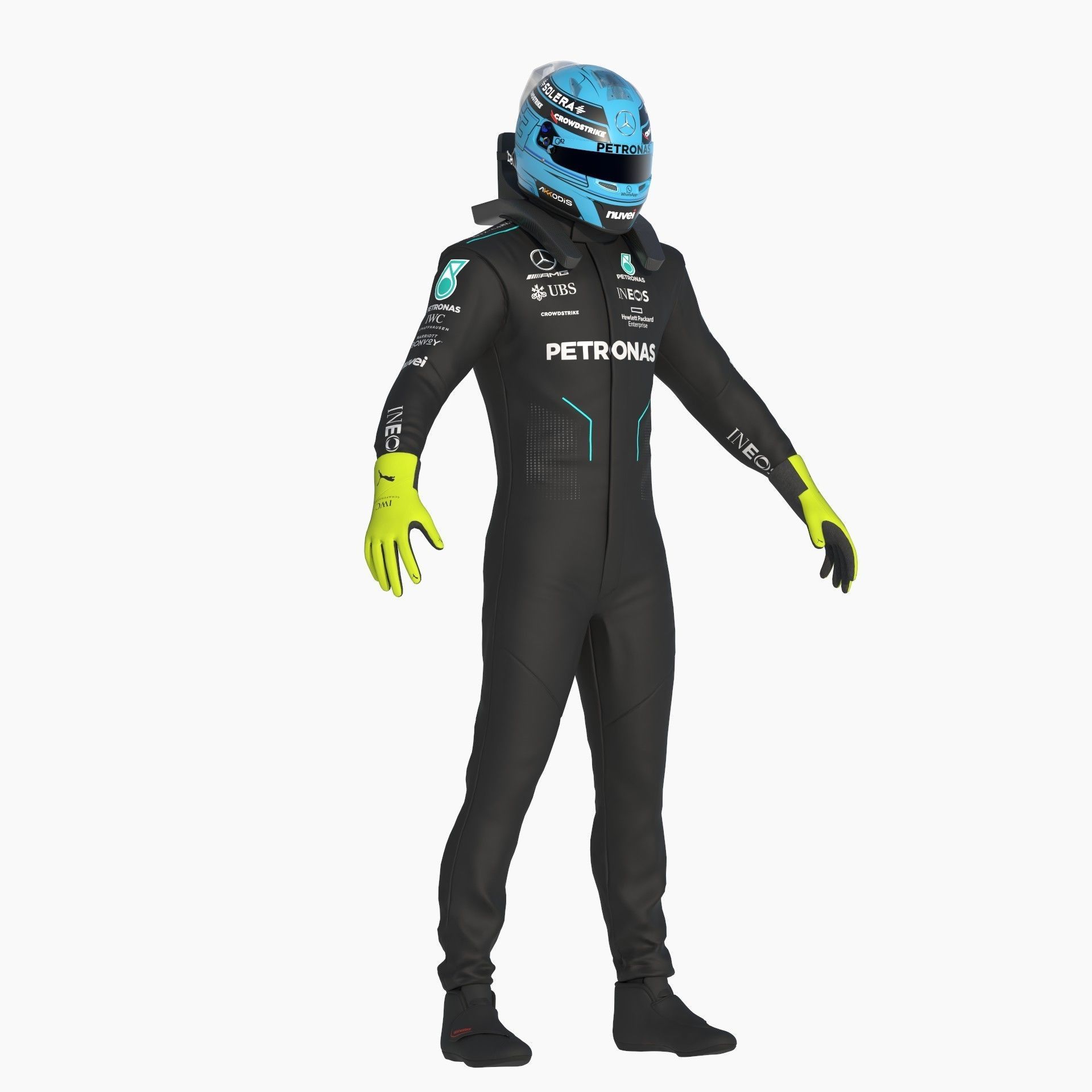 3D model F1 Mercedes Suit 2024 VR / AR / low-poly | CGTrader