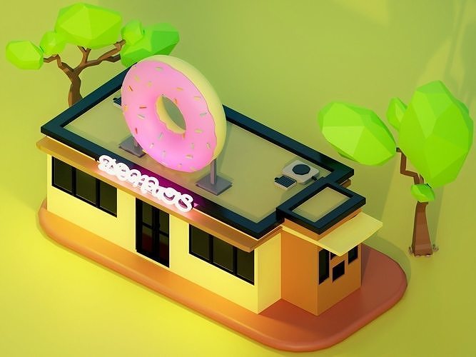 3D model Donut Shop VR / AR / low-poly | CGTrader
