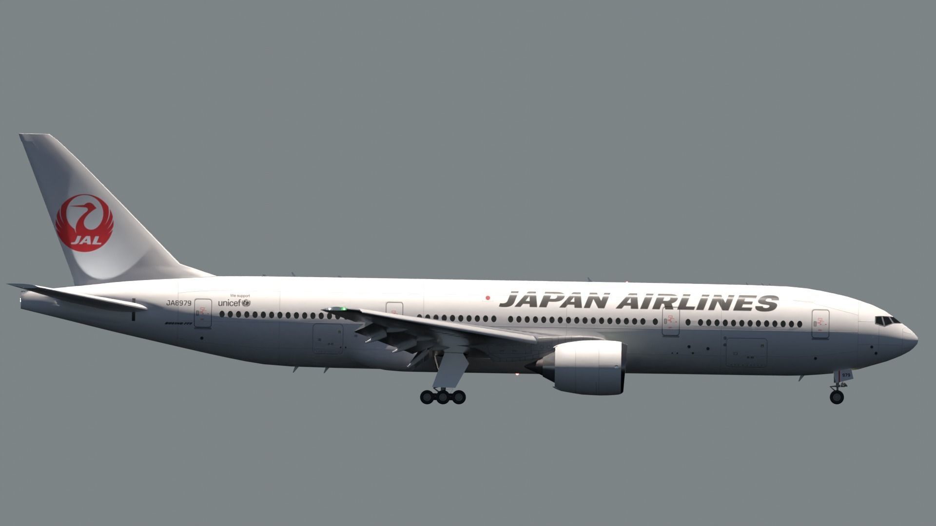 ANIMATED Boeing 777-200ER - Japan Airlines Livery 3D model animated ...
