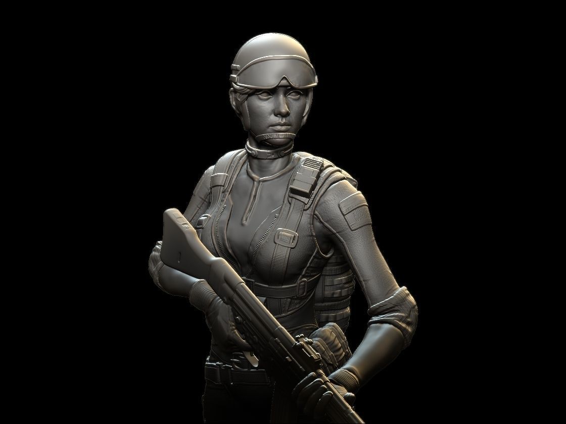High Quality female soldier figure for 3D printing 3D model | CGTrader