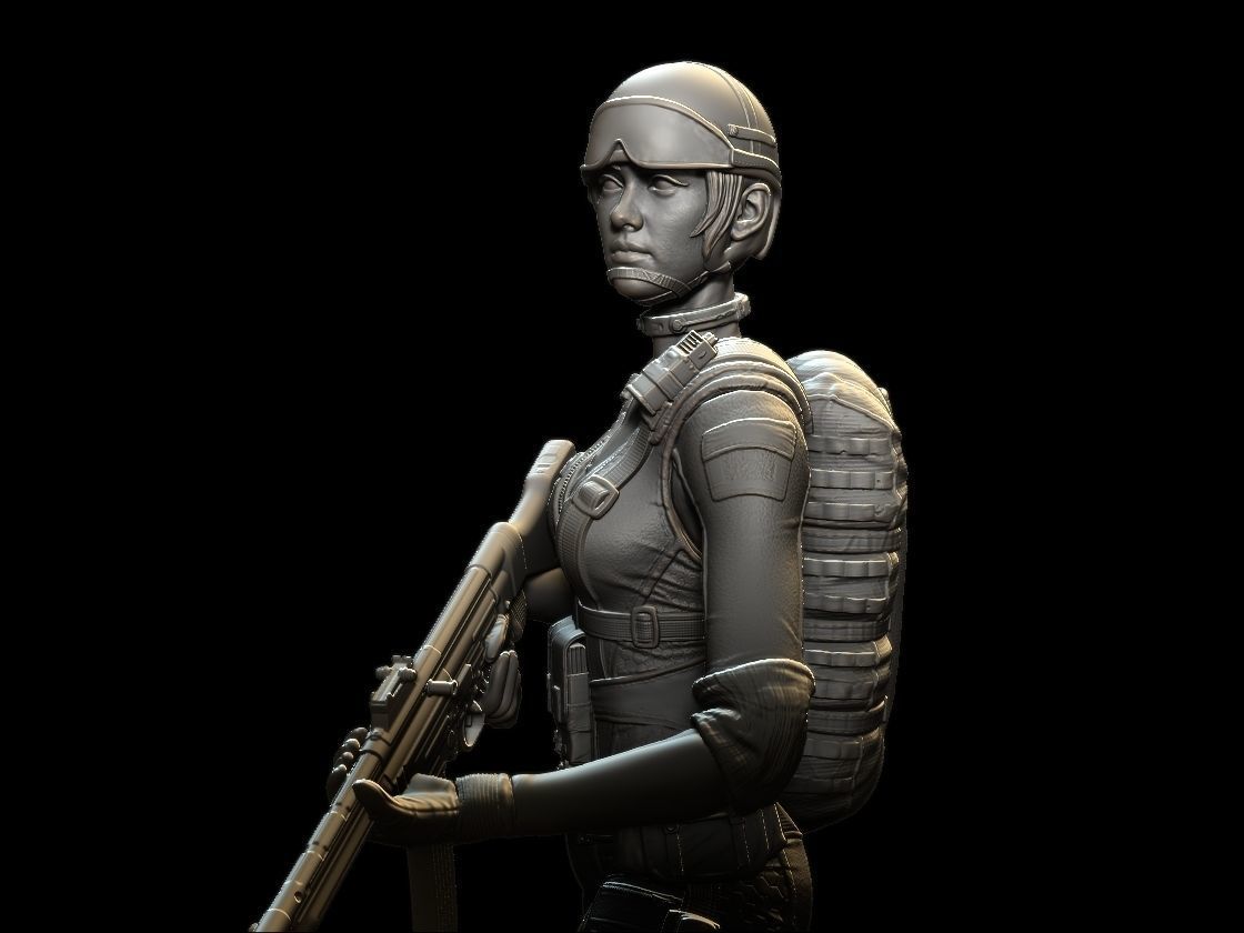 High Quality female soldier figure for 3D printing 3D model | CGTrader