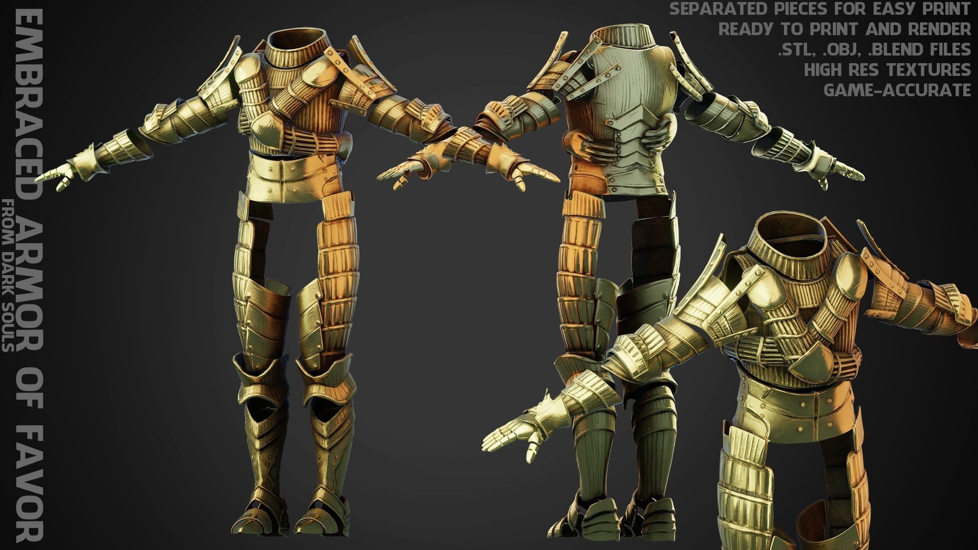 Dark Souls Lautrec Embraced Armor of Favor for Cosplay 3D model 3D ...