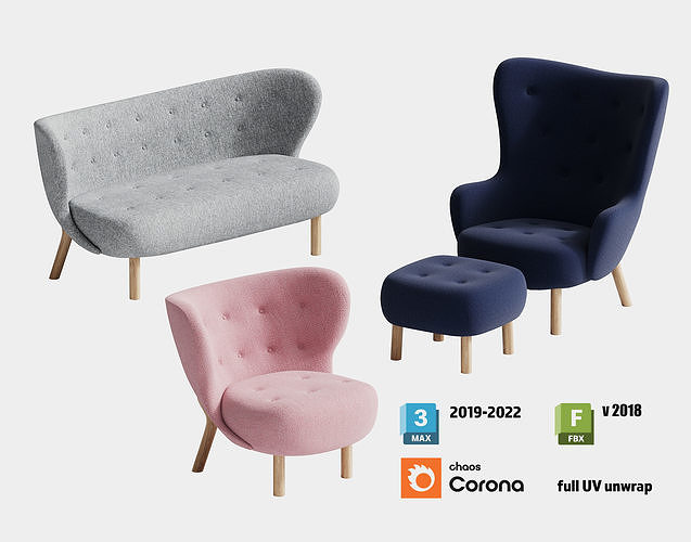 Andtradition Petra VB1 VB2 VB3 ATD1 Chairs and Sofa Collection 3D model ...