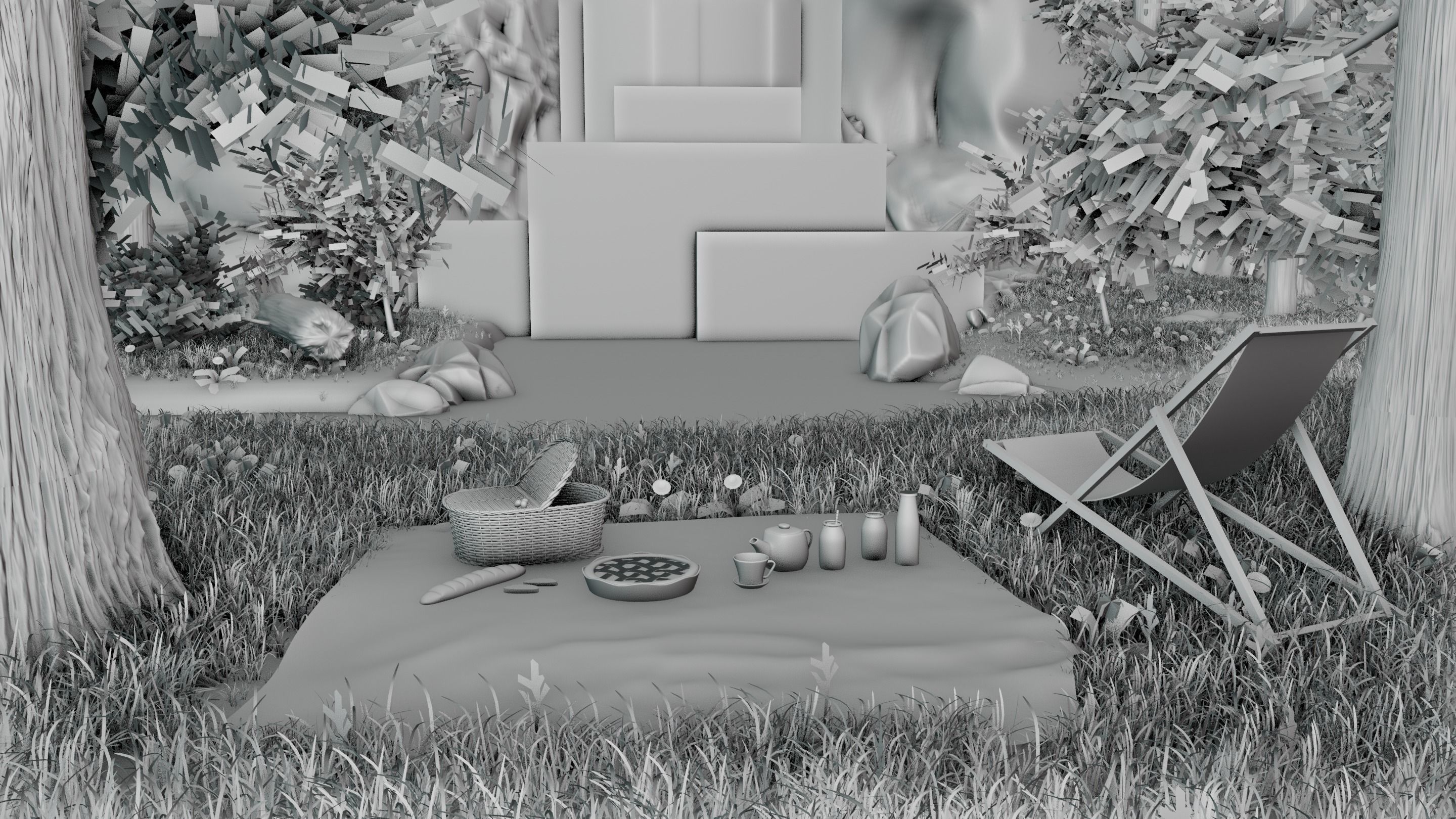 Picnic Scene free 3D model | CGTrader