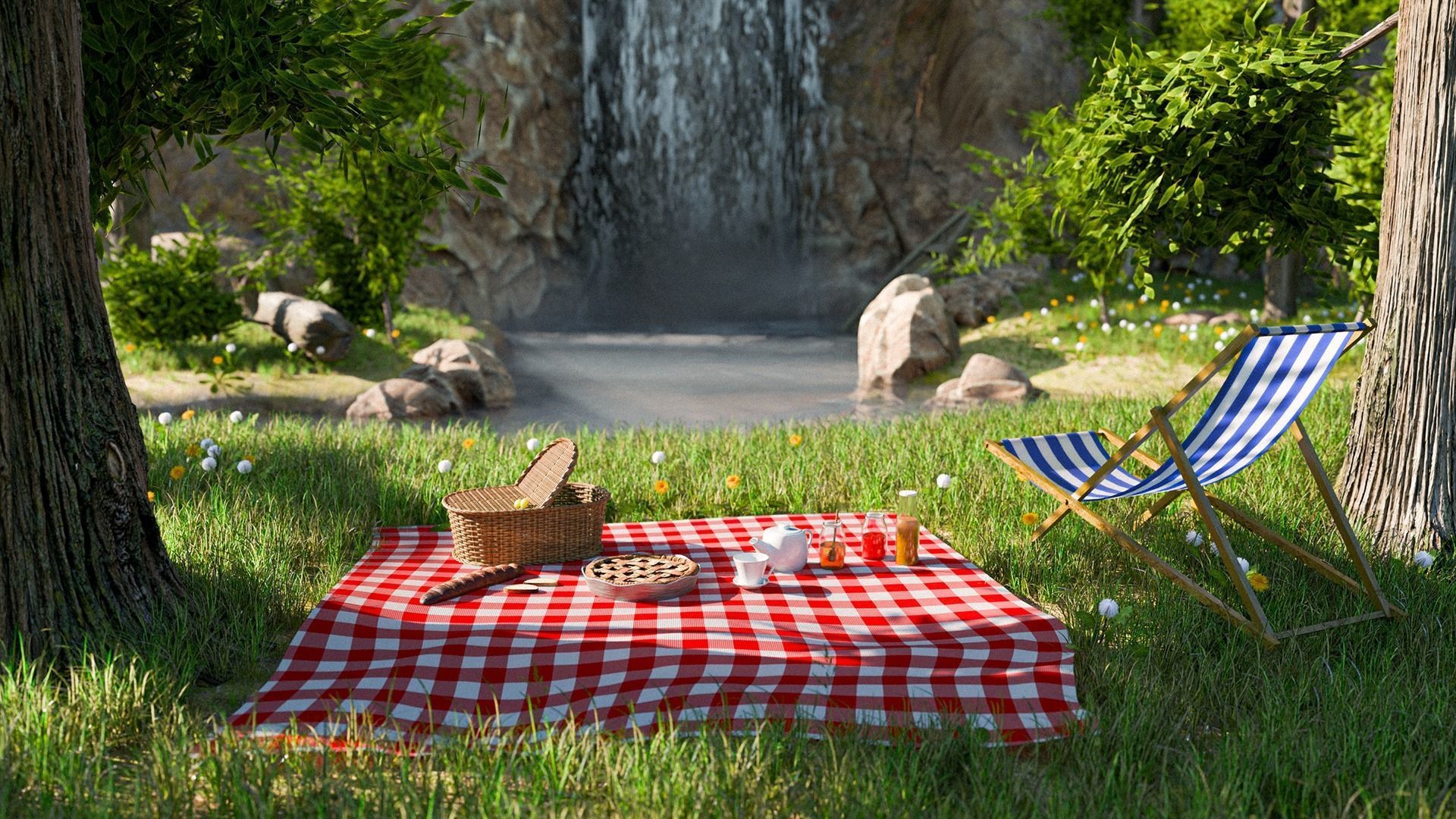 Picnic Scene free 3D model | CGTrader
