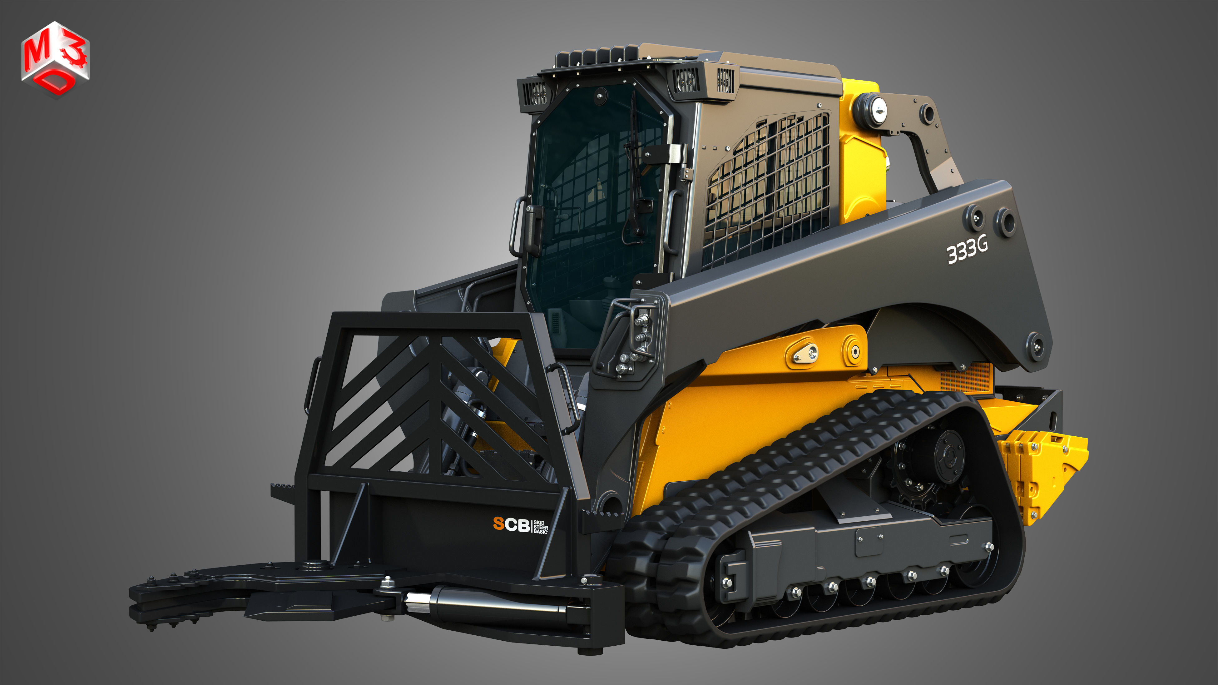 333G Compact Track Loader with Forestry Package - Tree Shear 3D model ...