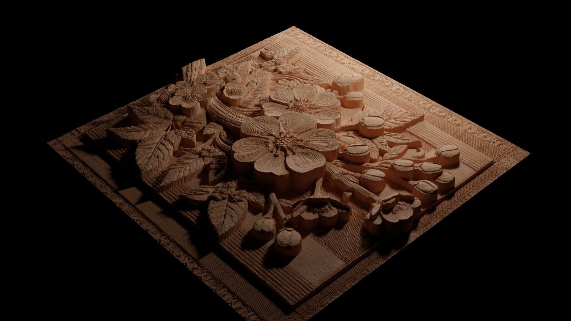 Cherry Blossom CNC 3d Print High Relief Sand Casting 3D model 3D ...