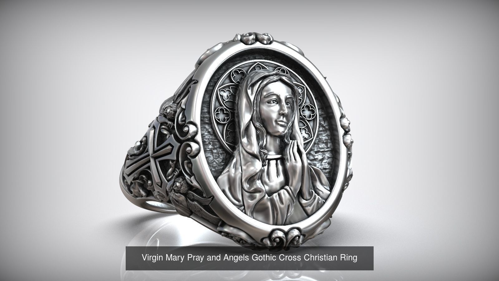 Saint Joseph and Virgin Mary and Jesus Christ Christian Rings 3D Model ...