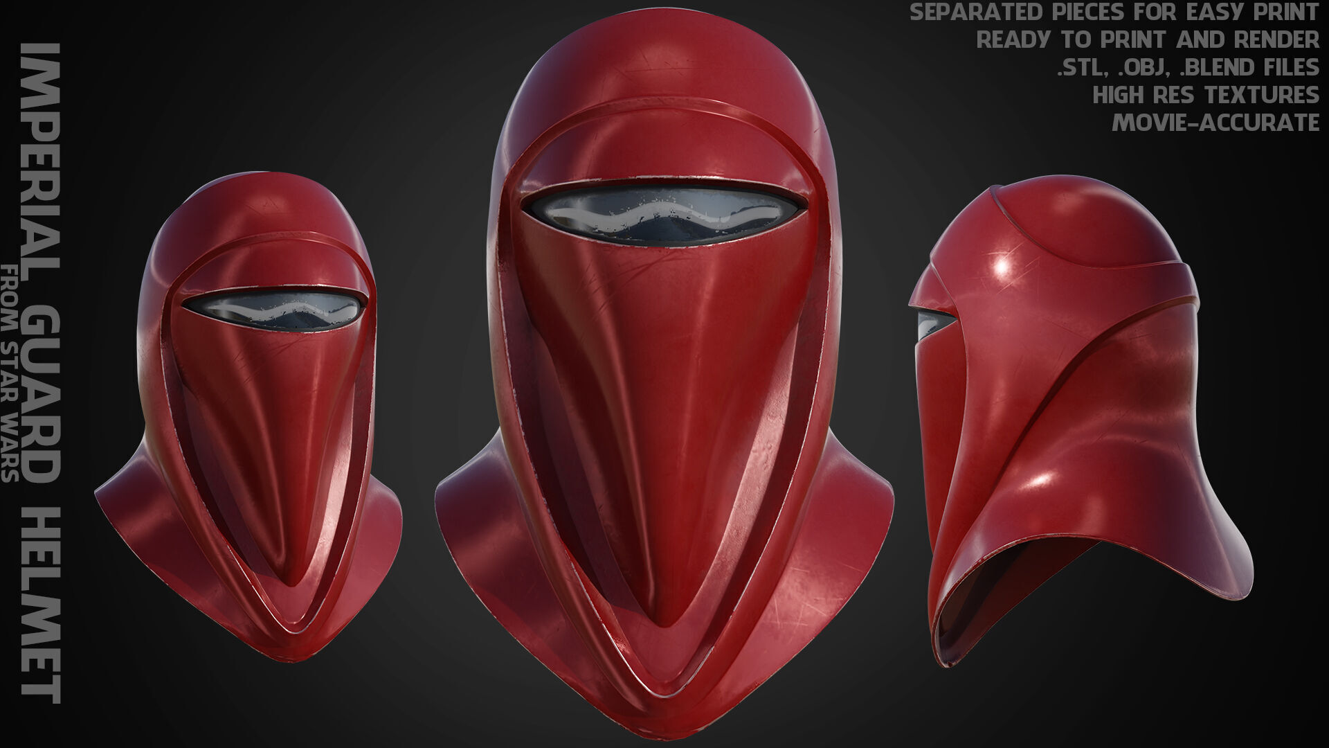 Star Wars Emperor Imperial Guard Helmet for Cosplay 3D model 3D ...