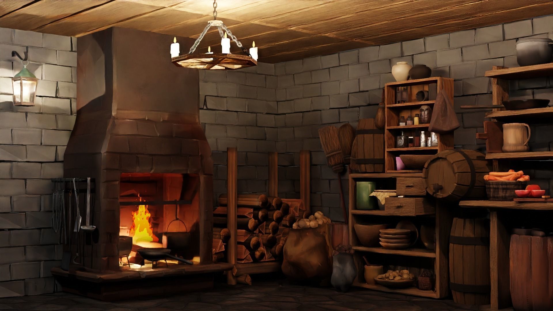 3D model Stylized Medieval Kitchen Props Assets VR / AR / low-poly ...