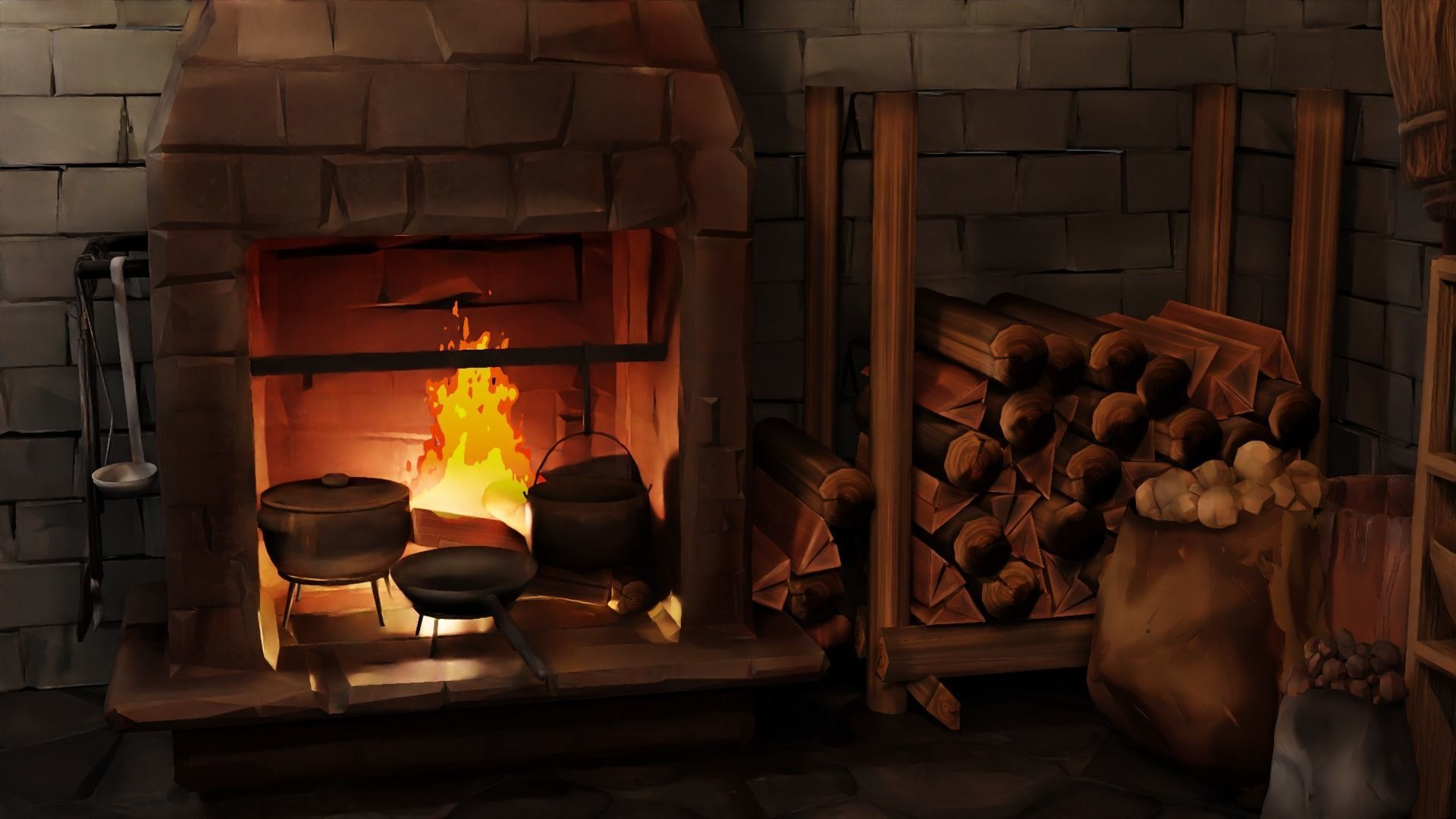 3D model Stylized Medieval Kitchen Props Assets VR / AR / low-poly ...