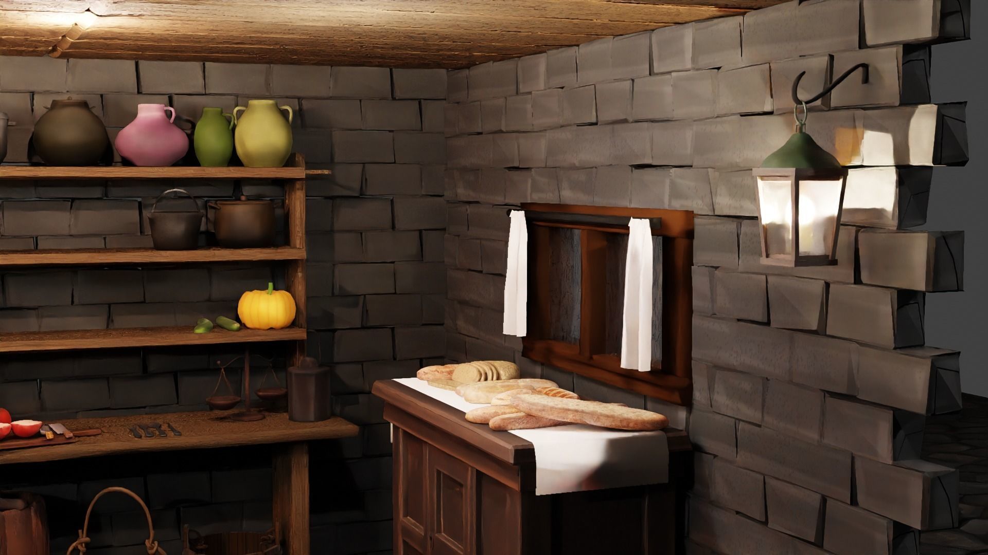 3D model Stylized Medieval Kitchen Props Assets VR / AR / low-poly ...