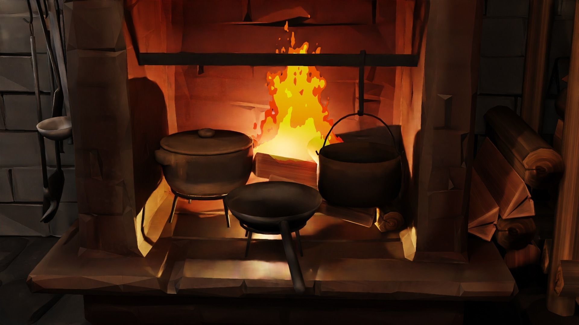 3D model Stylized Medieval Kitchen Props Assets VR / AR / low-poly ...